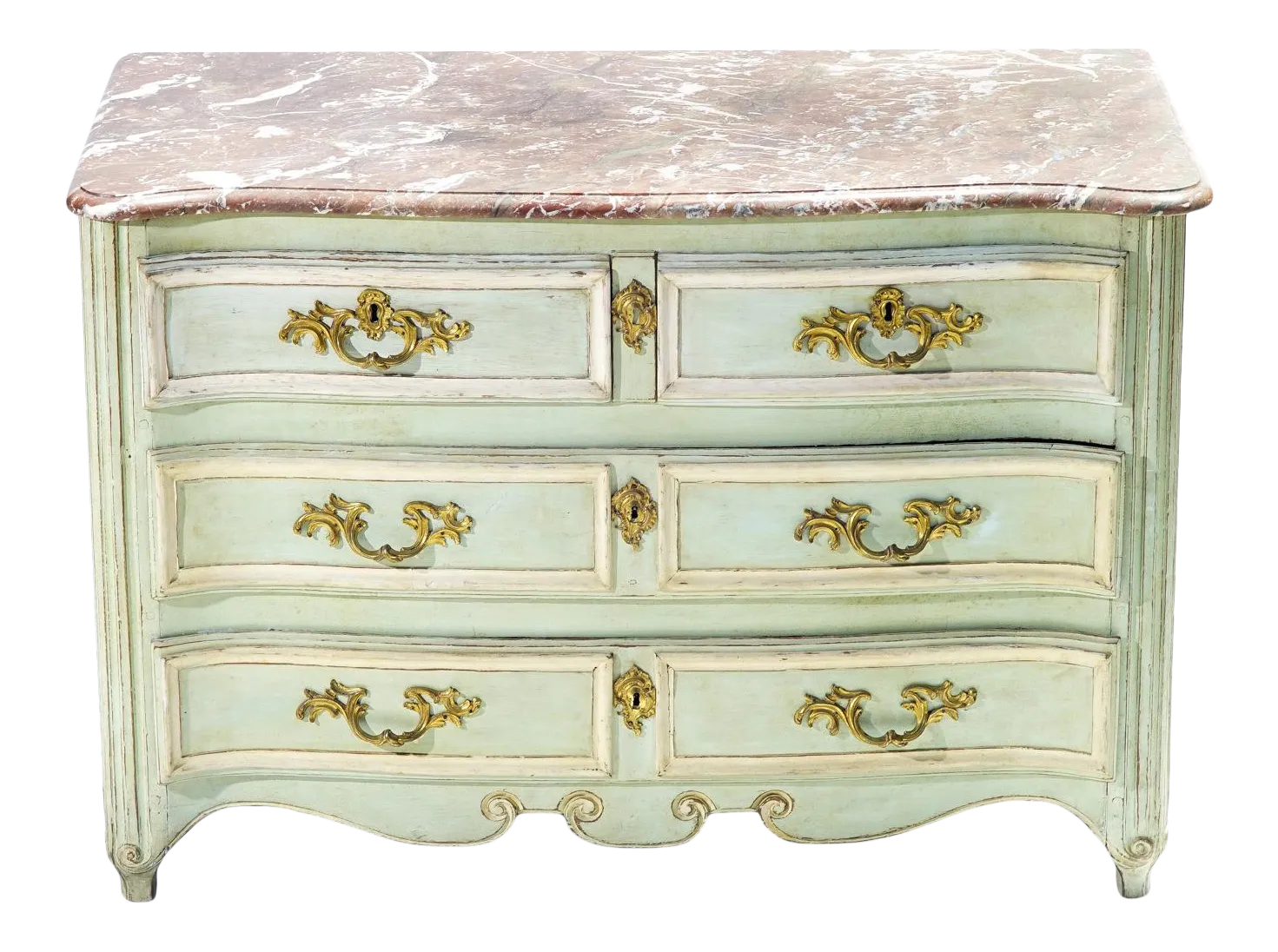 19th C. French Painted Marble Top Commode | Chairish