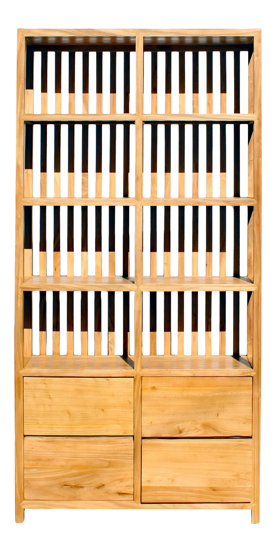 Light Natural Raw Wood Zen Minimalist Bookcase Display Cabinet | Chairish