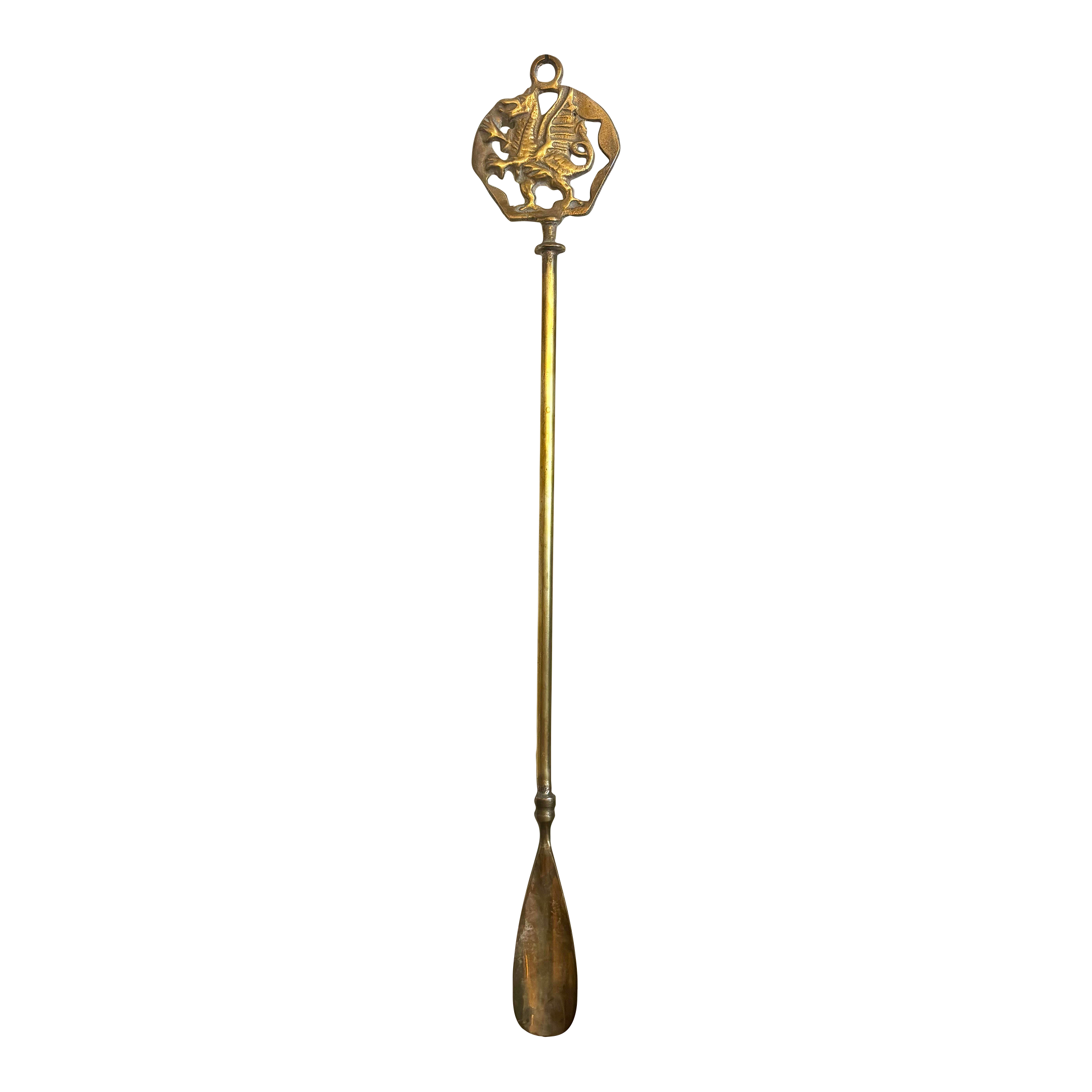 Vintage English Welsh Brass Shoe Horn With Dragon Motif | Chairish