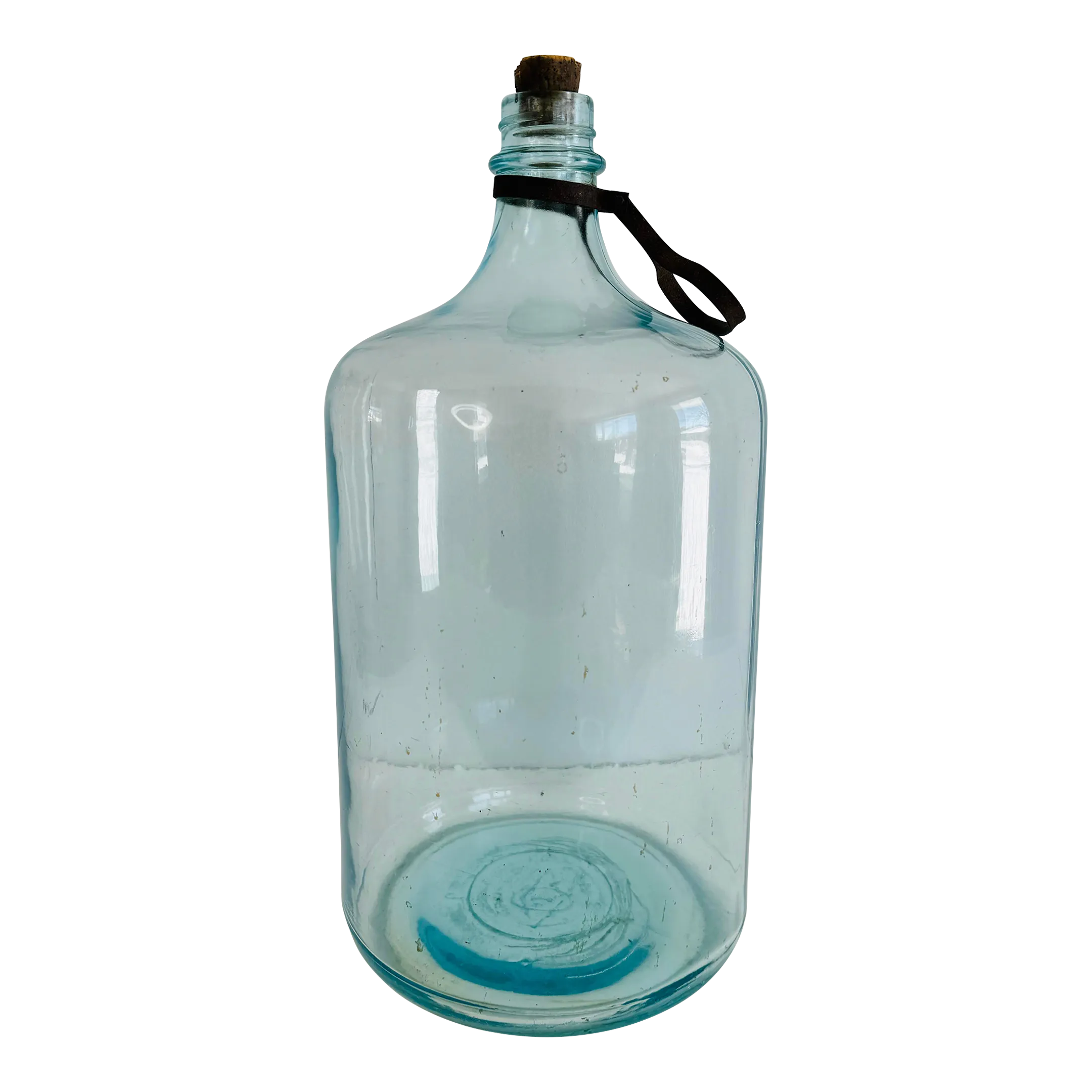 Vintage Large Glass Bottle With Metal Handle | Chairish