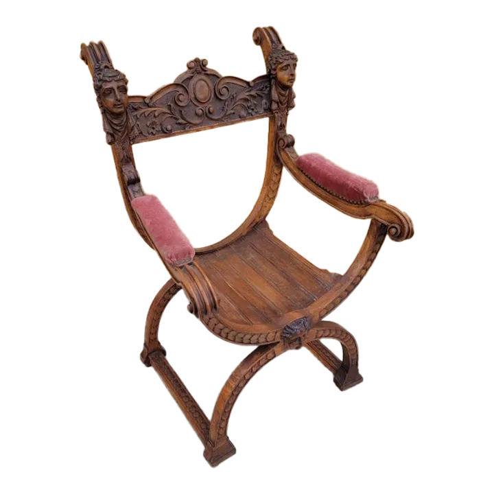 Antique Italian Renaissance Revival Ornate Carved Figural Walnut ...