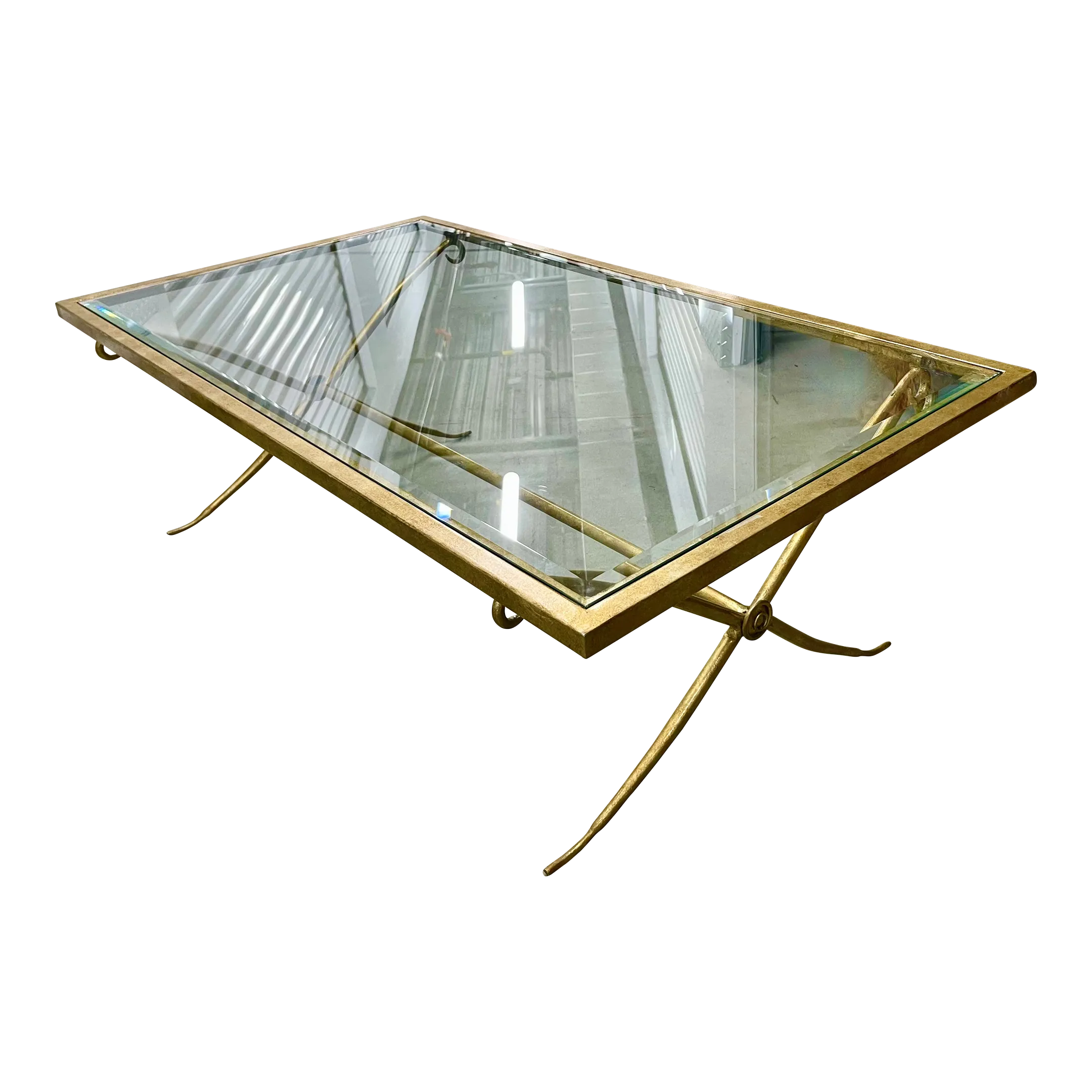 Maison Jansen Style Bernhardt Beveled Glass Coffee Table