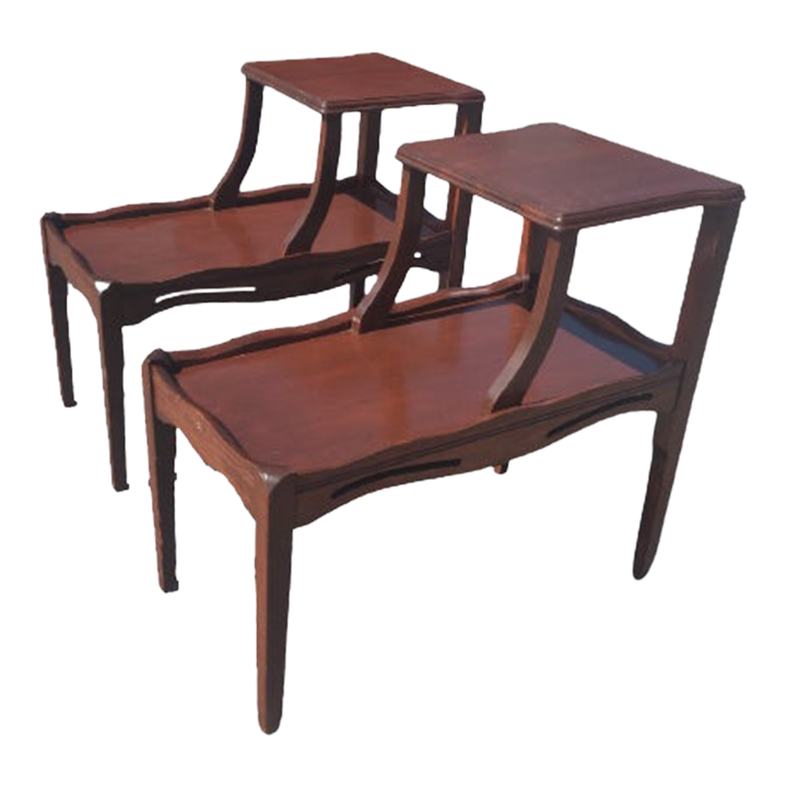 Mid 20th Century Vintage Mid Century Modern Step Tables - Pair | Chairish