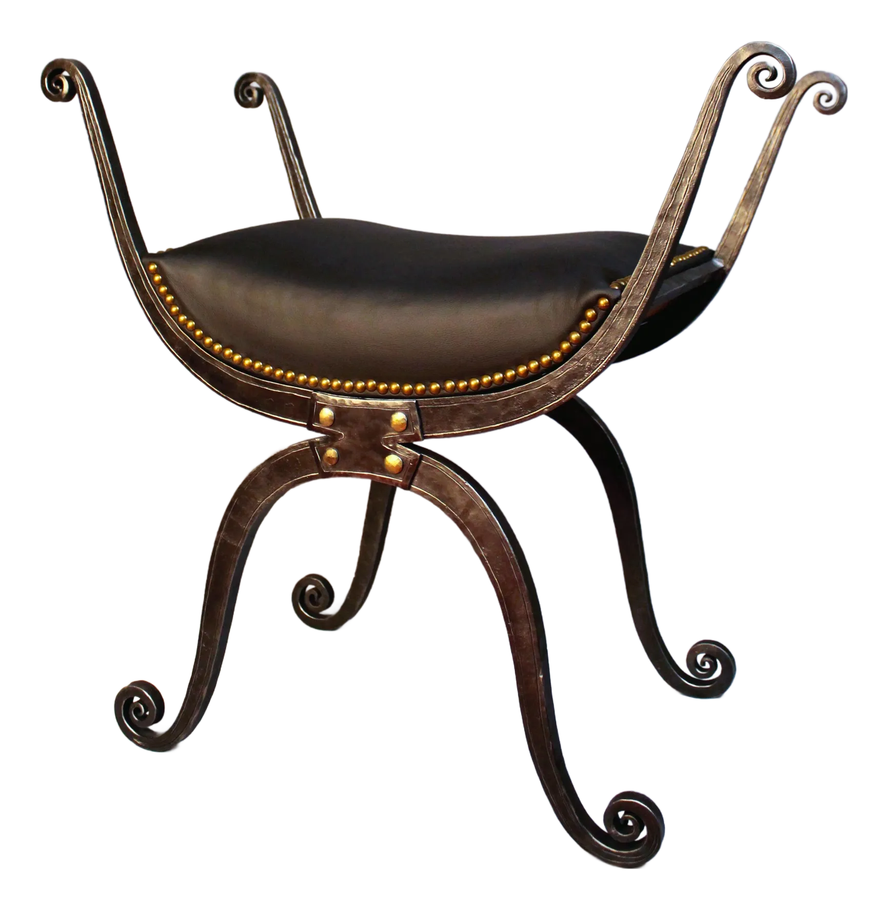 Greco-Roman Style Curule Chair Forged Iron Leather Seat by Life's Forge ...