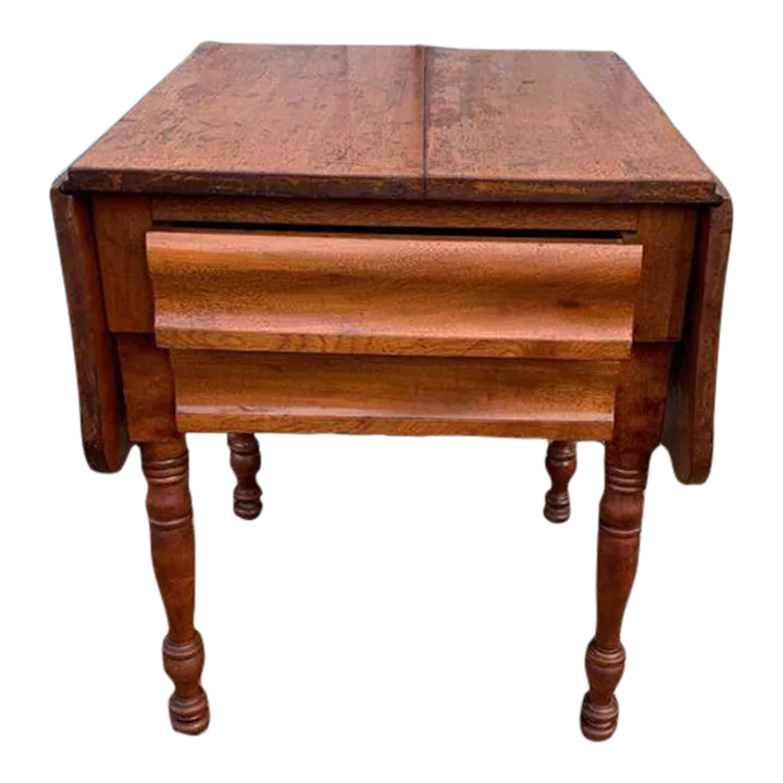 Antique Side End Drop-Leaf Table With 2 Drawers. | Chairish