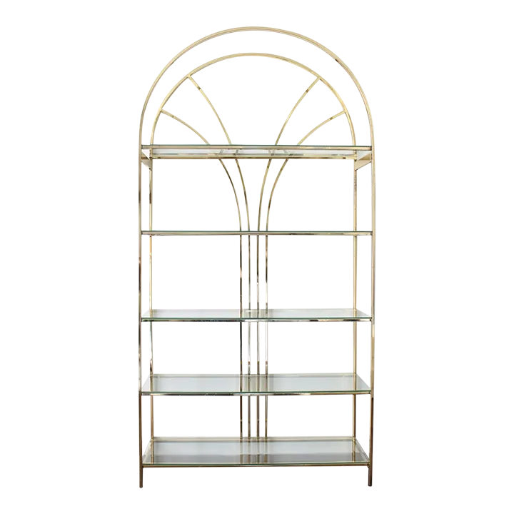 1980s Arched Brass Etagere Shelf Unit | Chairish