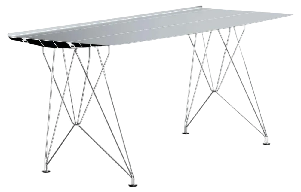Desk with Anodized Silver Top and Inox Legs by Konstantin Grcic | Chairish