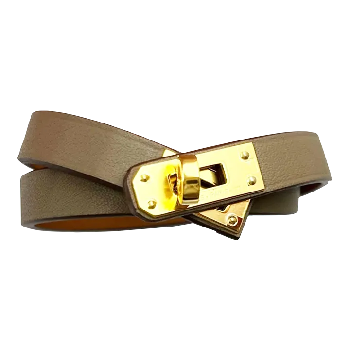 Hermes Brand New Gold Turnlock Taupe Mini Kelly Double Tour Bracelet ...