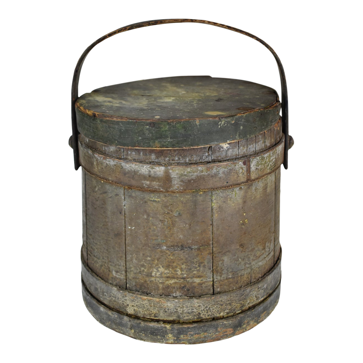 Vintage Lidded Wooden Bucket W/ Handle | Chairish
