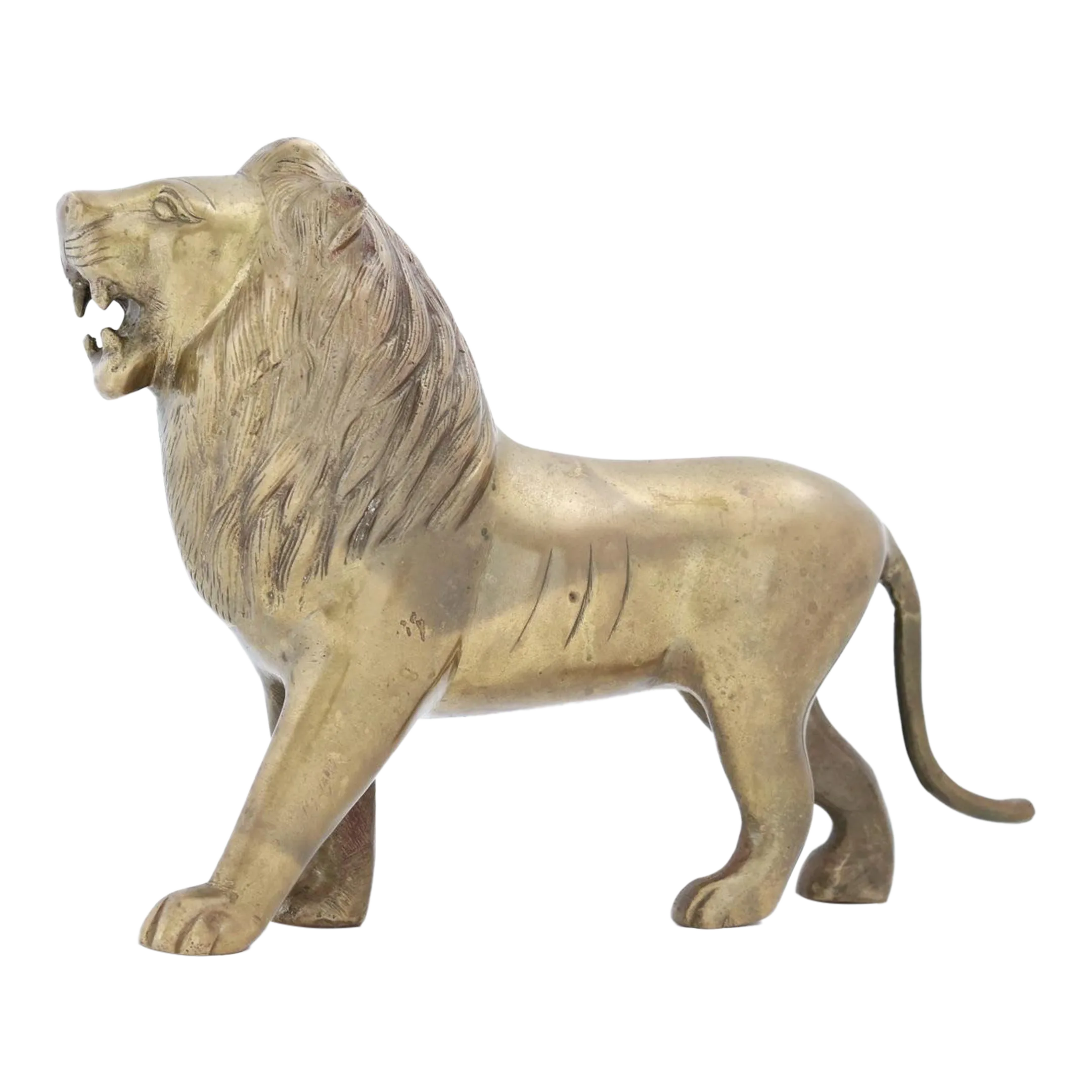 Late 20th Century Large Vintage Brass Lion Figurine | Chairish
