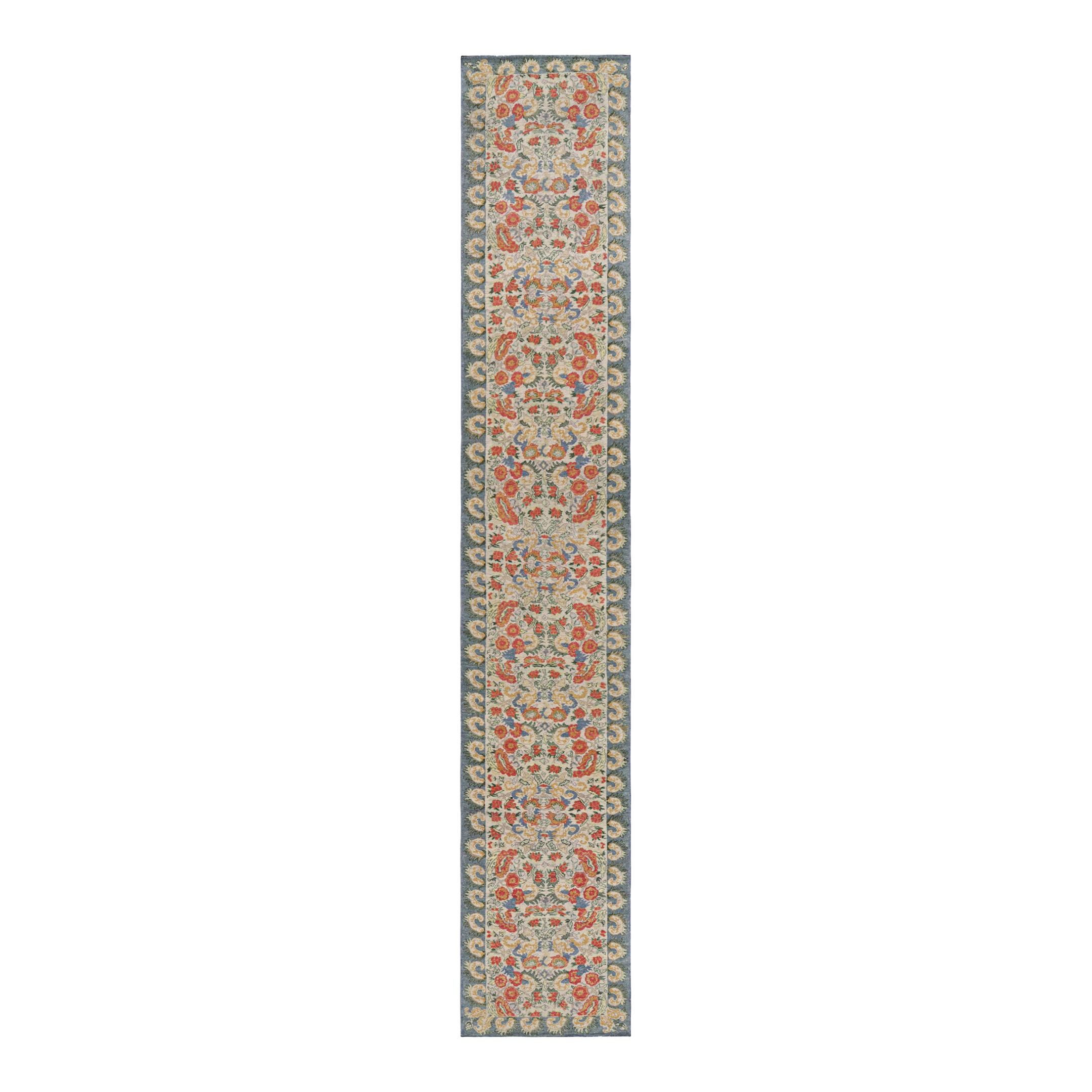 Rug & Kilim’s Classic Style Runner Rug in White With Floral Patterns ...