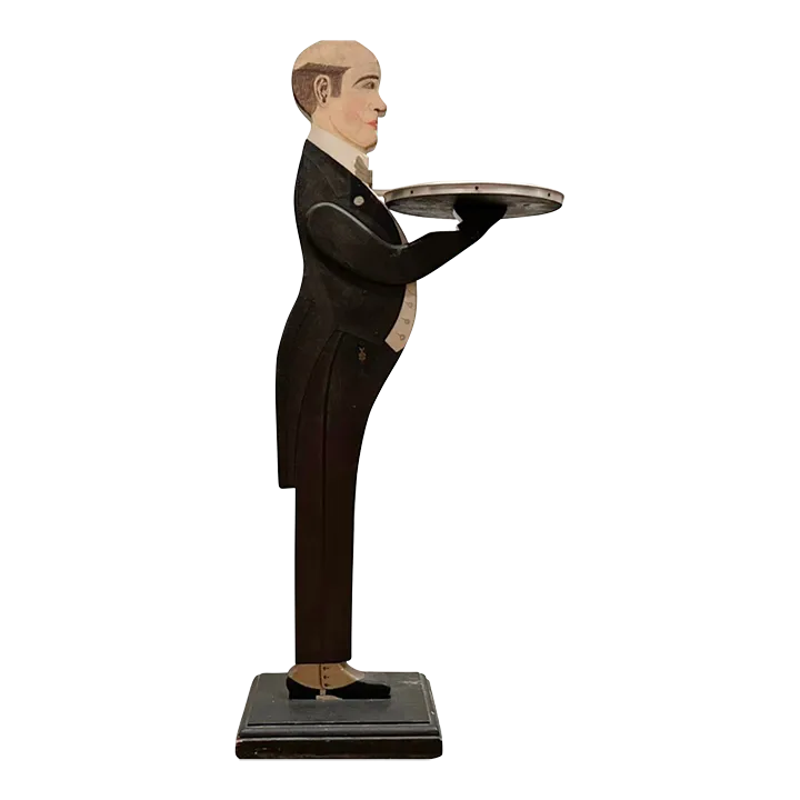 Antique Hand-Painted Floor Standing Wooden Butler Waiter Stand | Chairish
