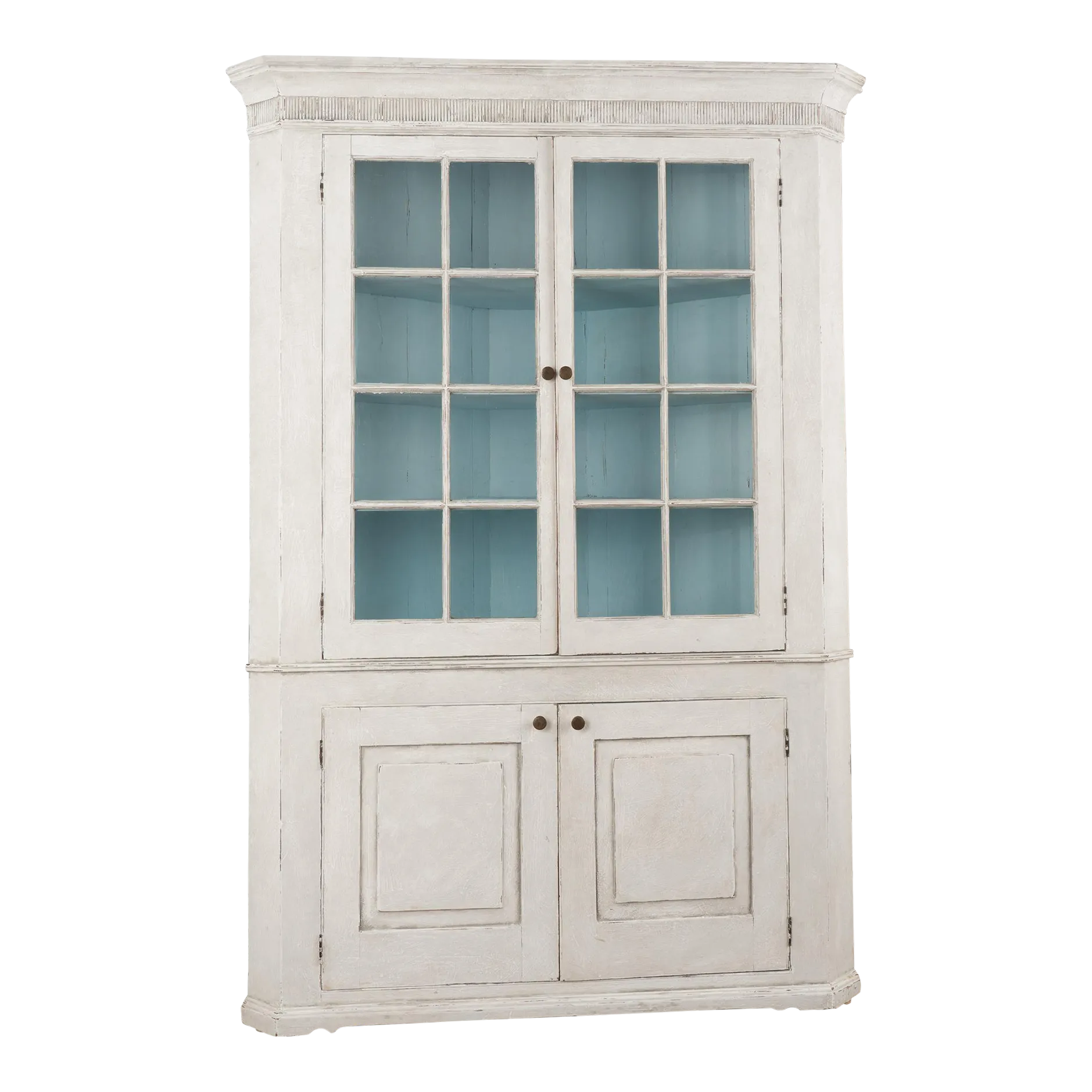 Gray Painted Corner Cabinet With Pane Glass, Sweden Circa 1840-60 ...