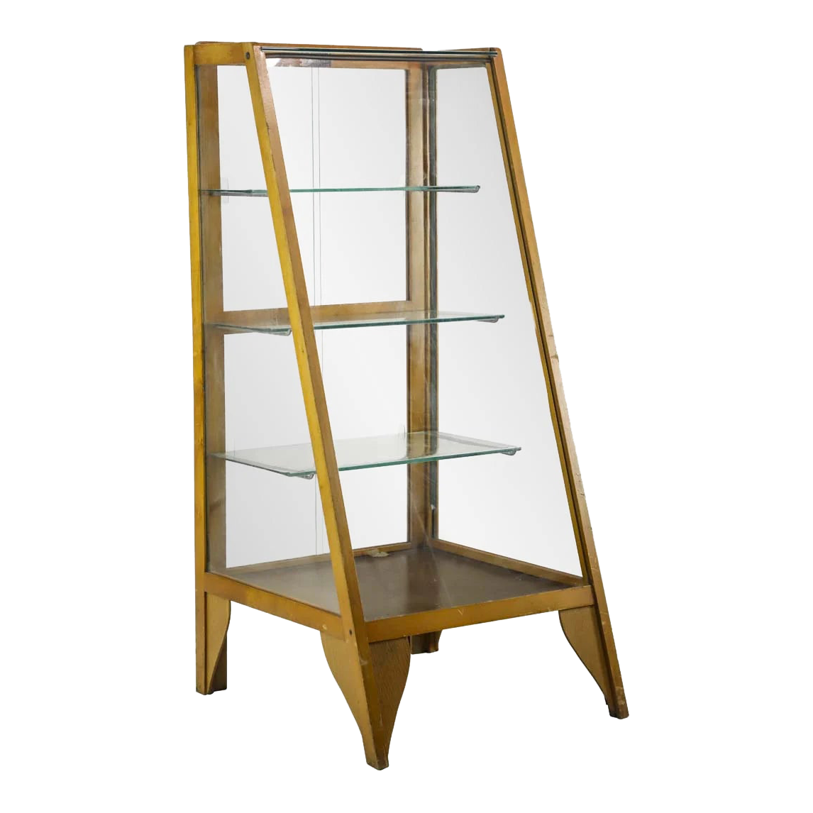 Mid 20th Century Vintage Slanted Front Glass Shelves Display Case ...