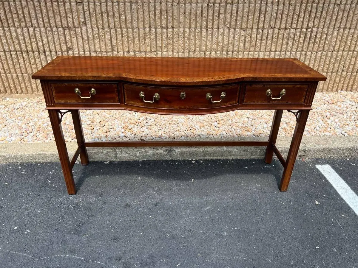 Sherrill Cth Chippendale Style Mahogany Inlaid Console Table Chairish