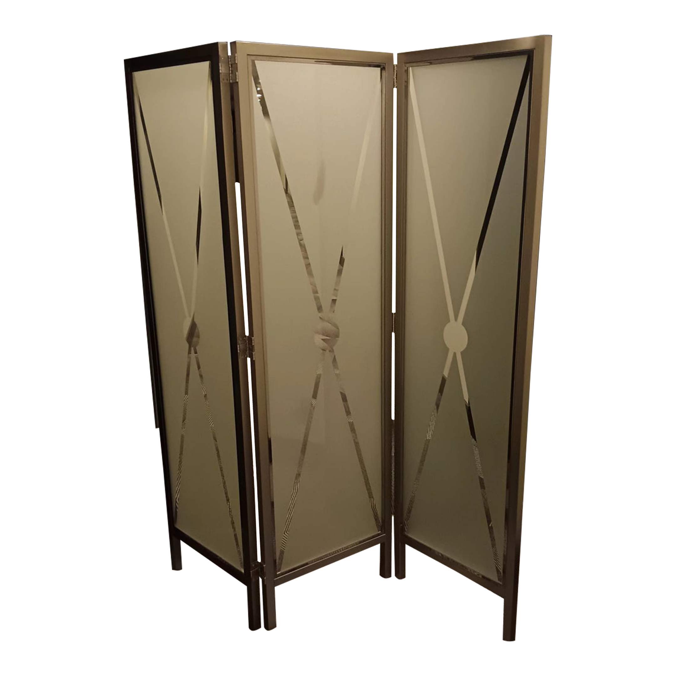 1990s Ethan Allen Radius Collection Etched Glass, Brushed & Polished ...