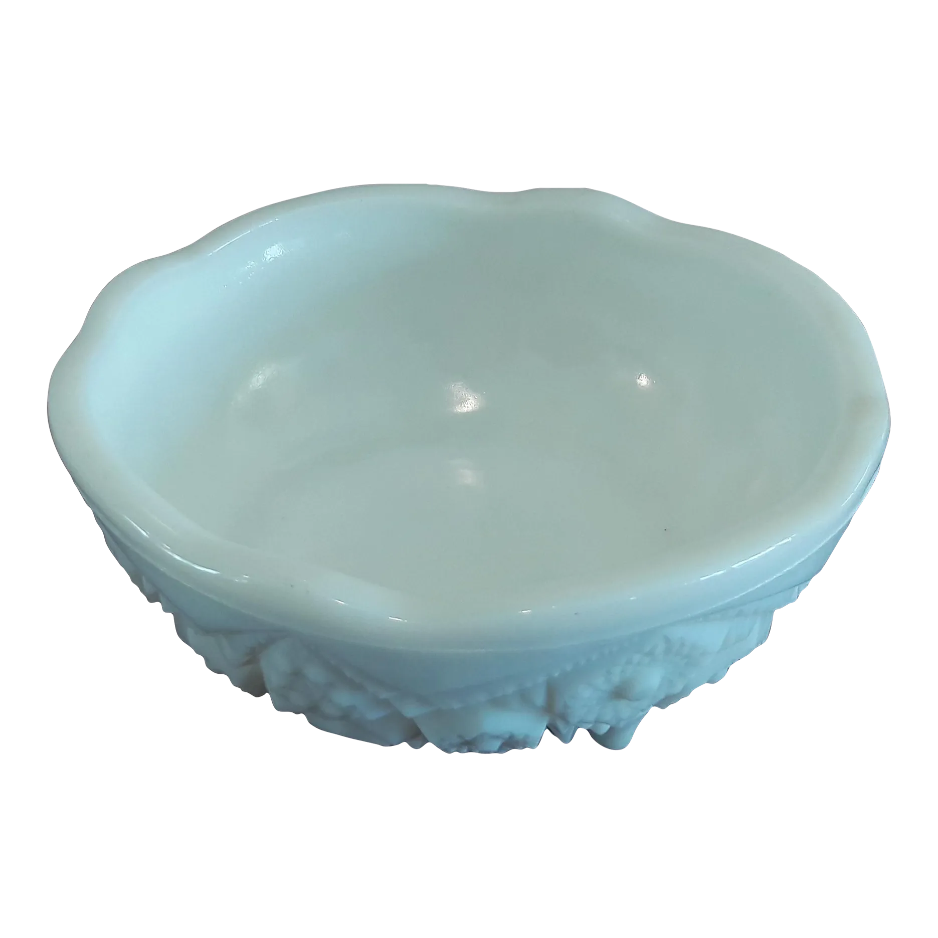 Vintage Milk Glass Footed Bowl Fentec Pattern Jeannette Glass Co | Chairish