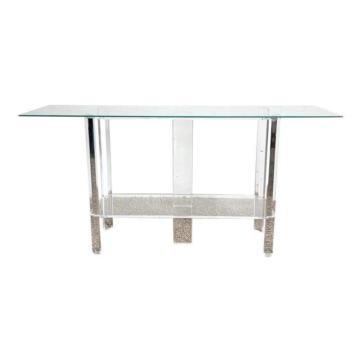 Postmodern Lucite Glass Top Console Table Chairish 0030