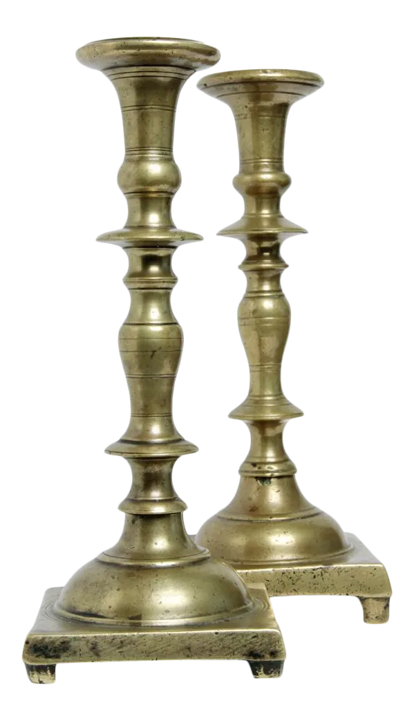 18th Century Russian Sabbath Brass Candlesticks- a Pair | Chairish