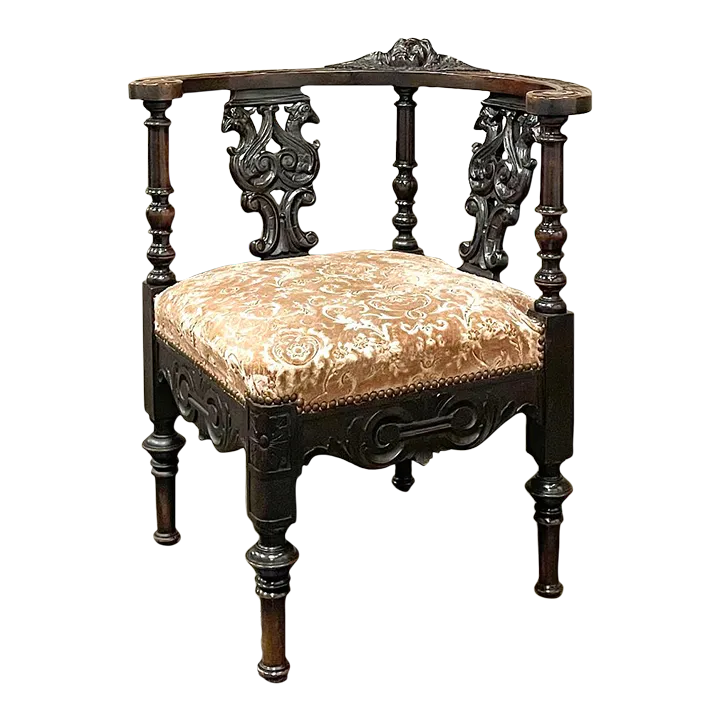 19th Century Italian Renaissance Corner Armchair | Chairish