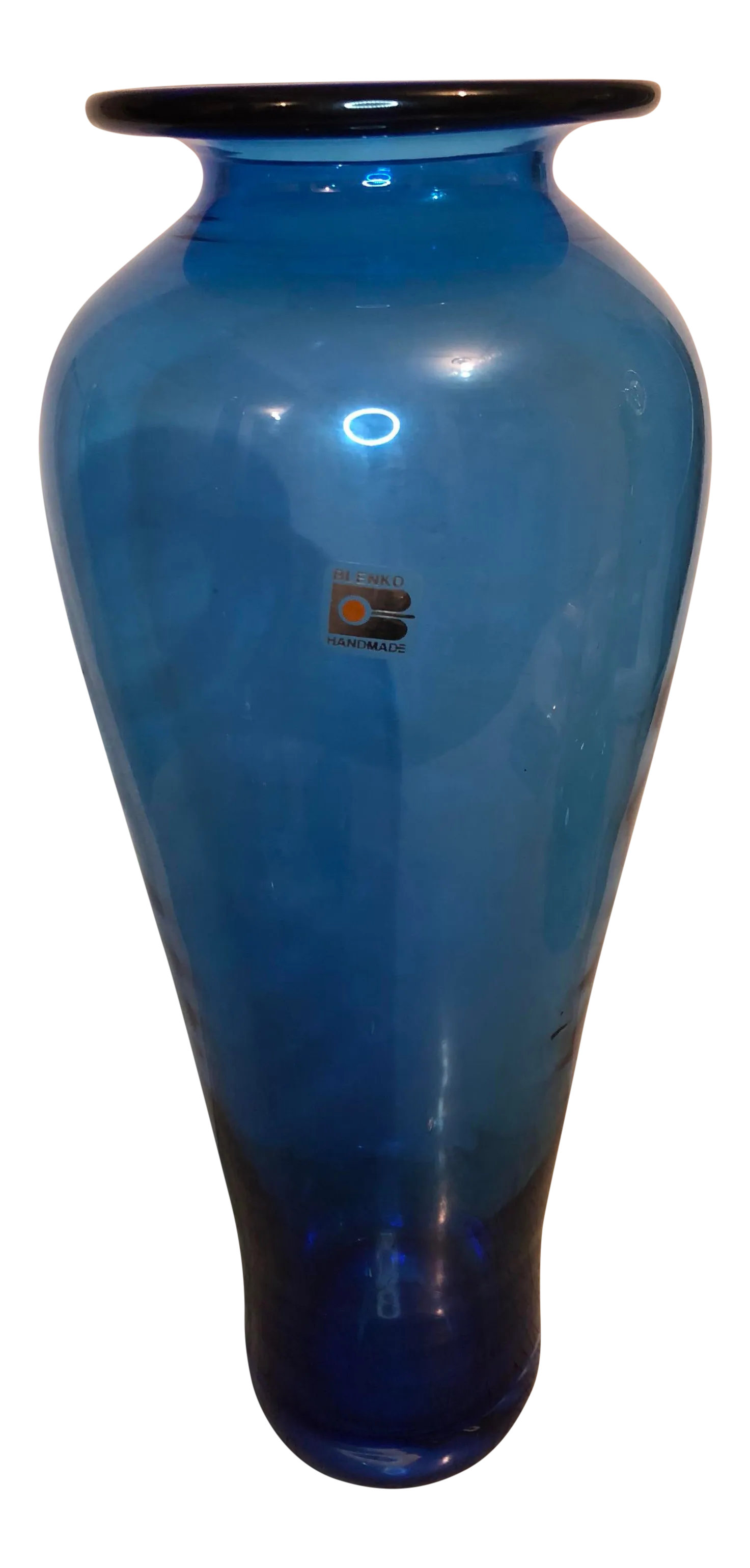 Blenko Floral Vase Blue Nuevo 16” | Chairish