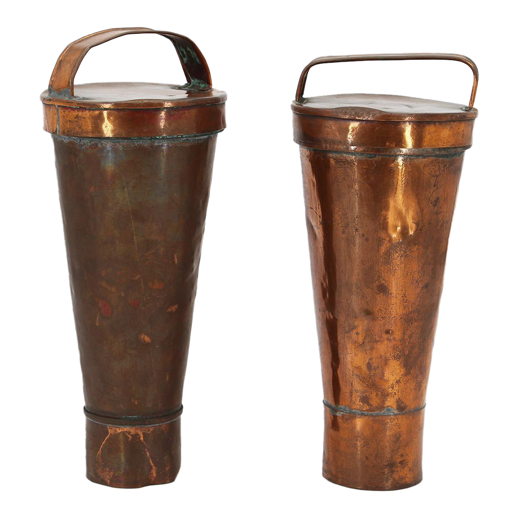 19th Century Antique Copper Pair of Cone Shaped Boxes | Chairish