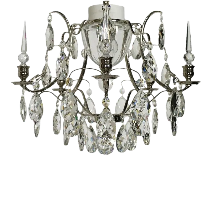 Nickel Bathroom Chandelier With Almond Crystals and Obelisques Ip44 ...