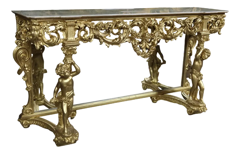 Large Console in Gilded Wood, 1970s | Chairish