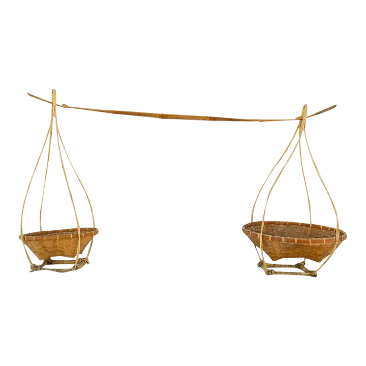 Extra Large Indonesian Wabi Sabi Tropical Carrying Pole With Baskets ...
