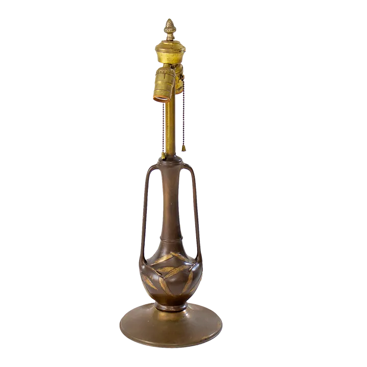 Early 20th Century Pittsburg Olive Leaf Table Lamp | Chairish