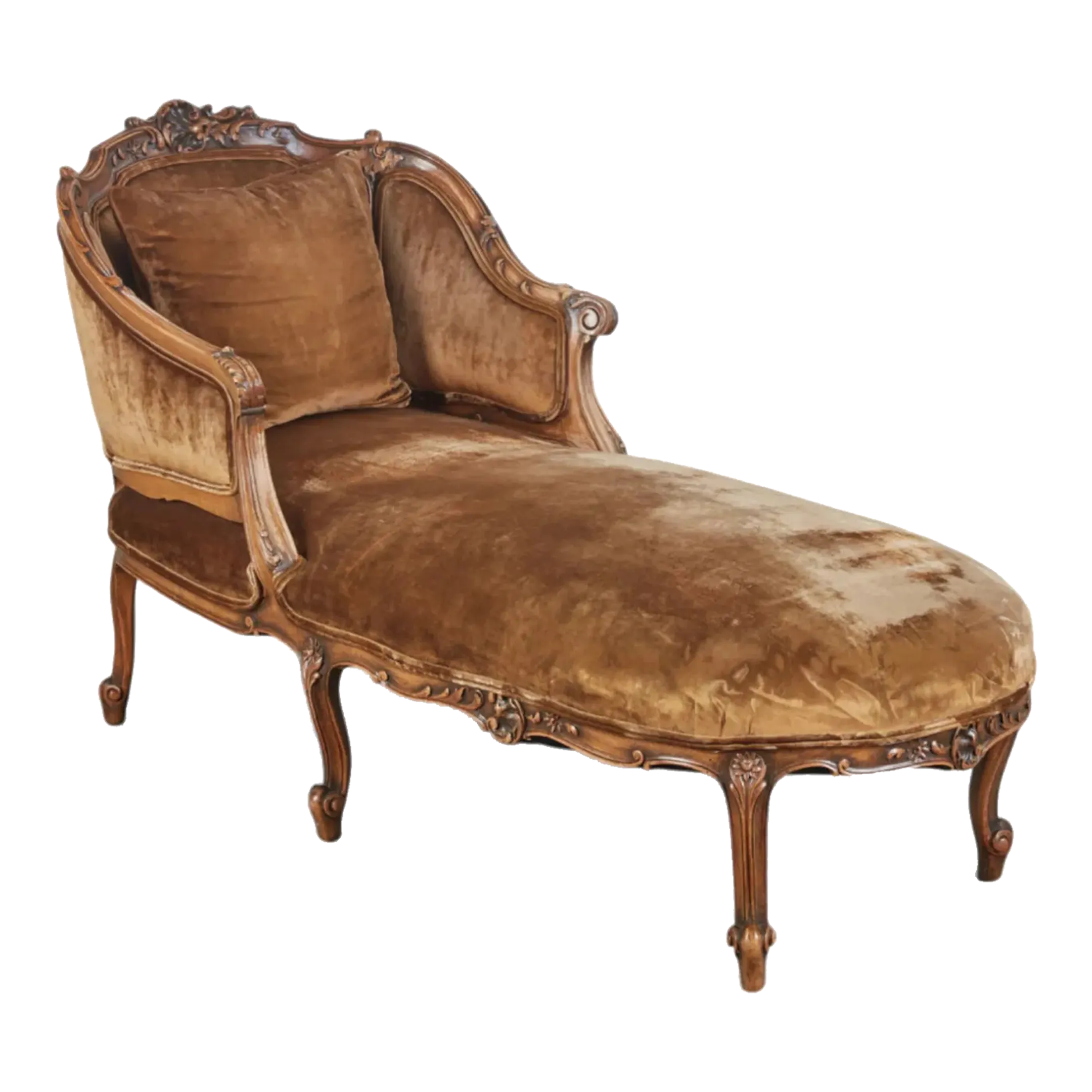 Antique Louis XV Style Rococo Walnut Chaise Lounge | Chairish
