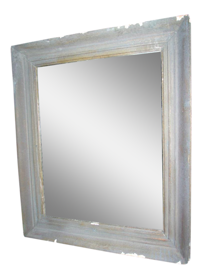 Vintage Gray Frame Mirror - 28'' x 33'' | Chairish