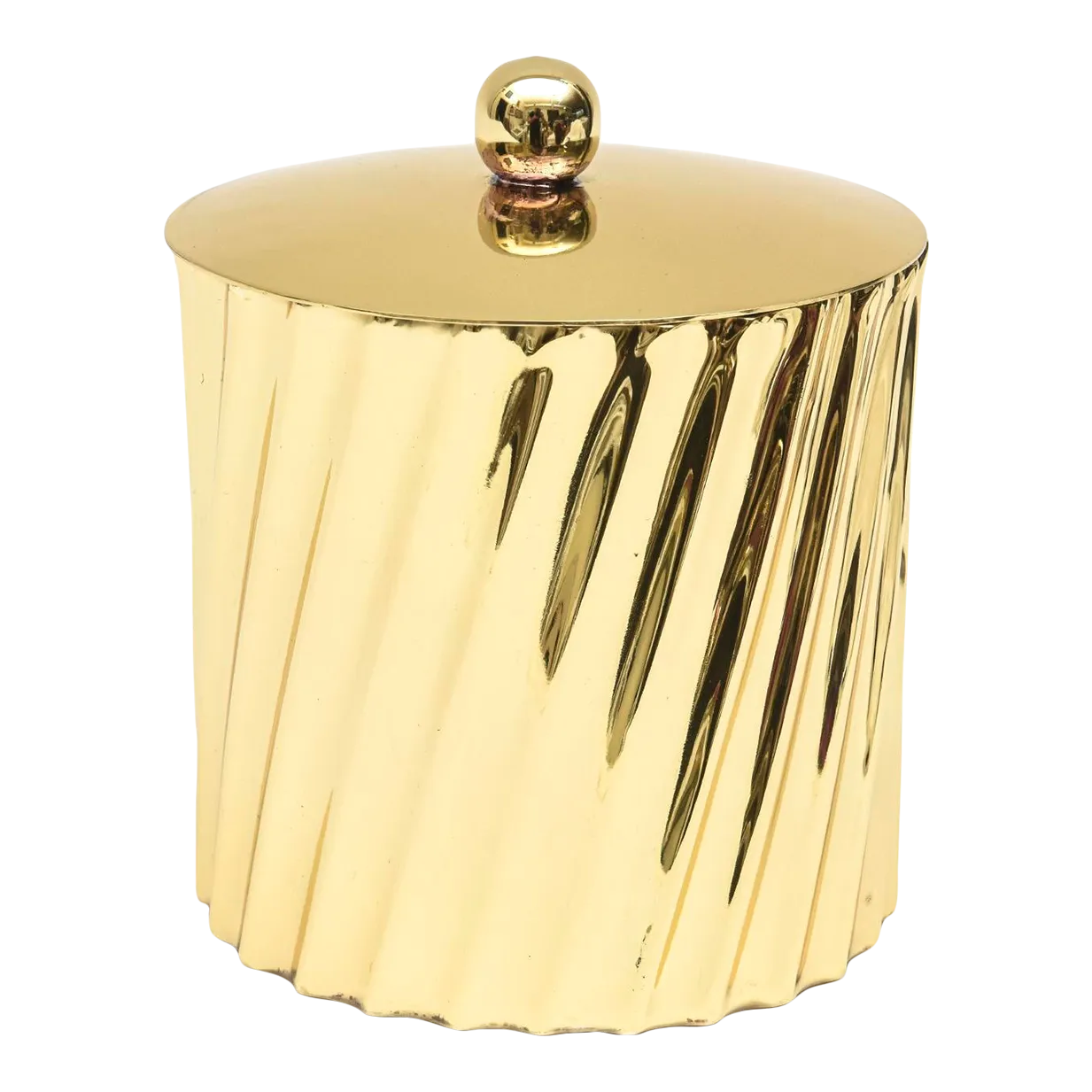 Brass Fluted Box With Ball Top MId Century Modern Desk Accessory | Chairish