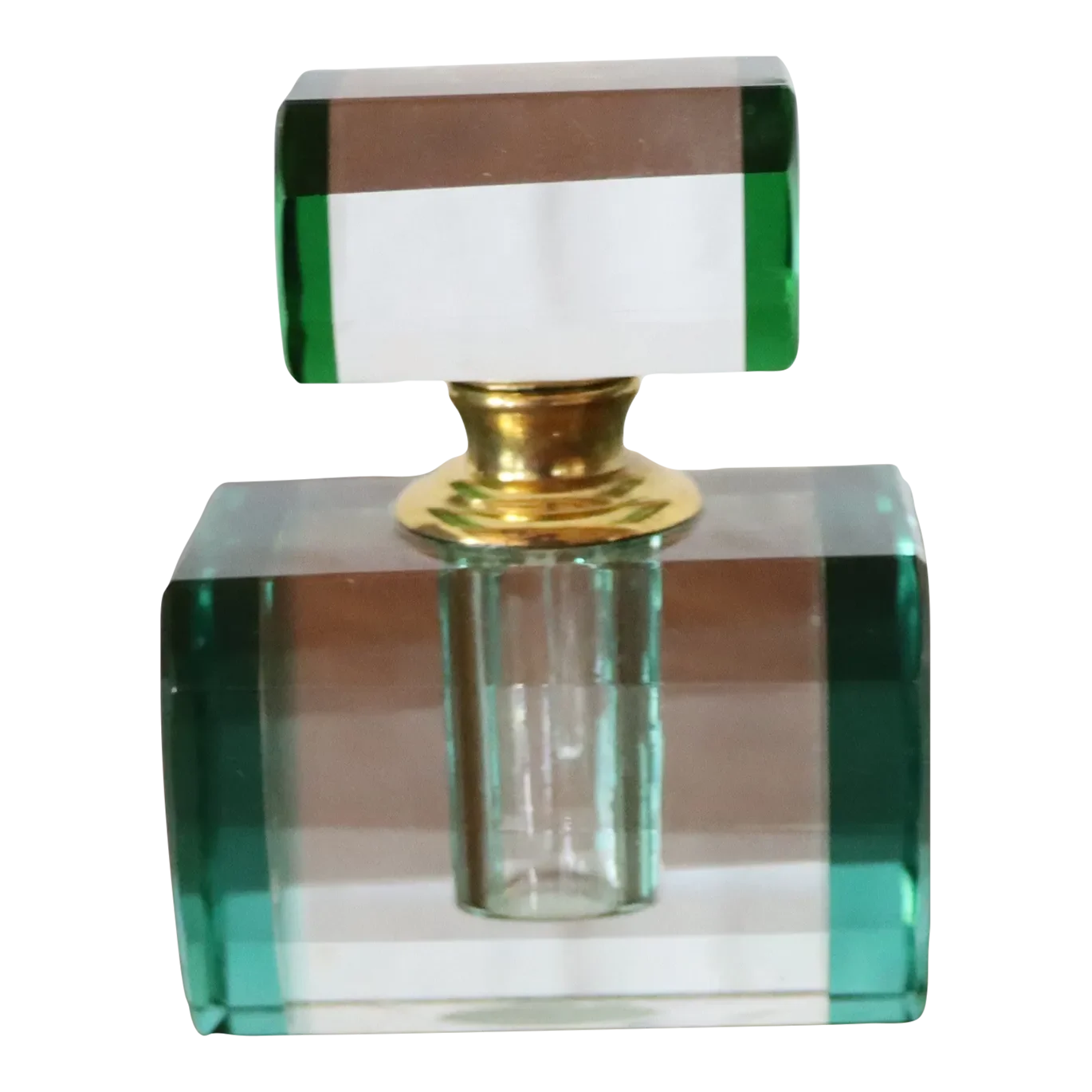 Emerald Green Glass Perfume Bottle | Chairish