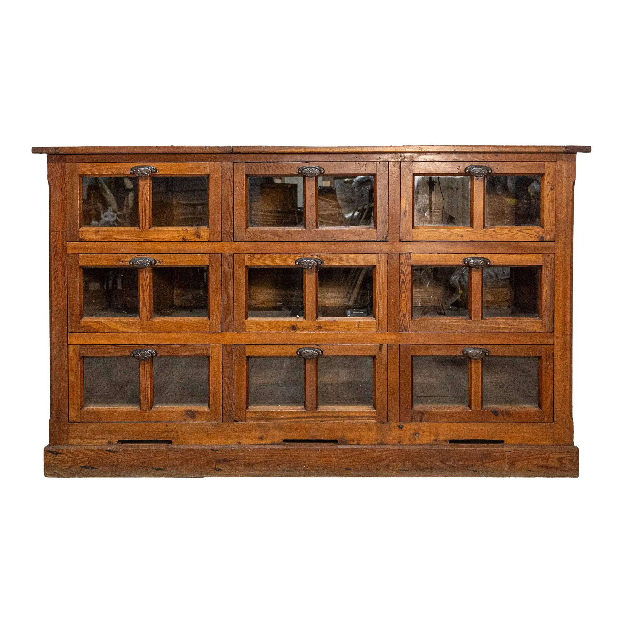 Mid 20th Century Italian Walnut and Iron Pastaia Shop Cabinet with Nine ...