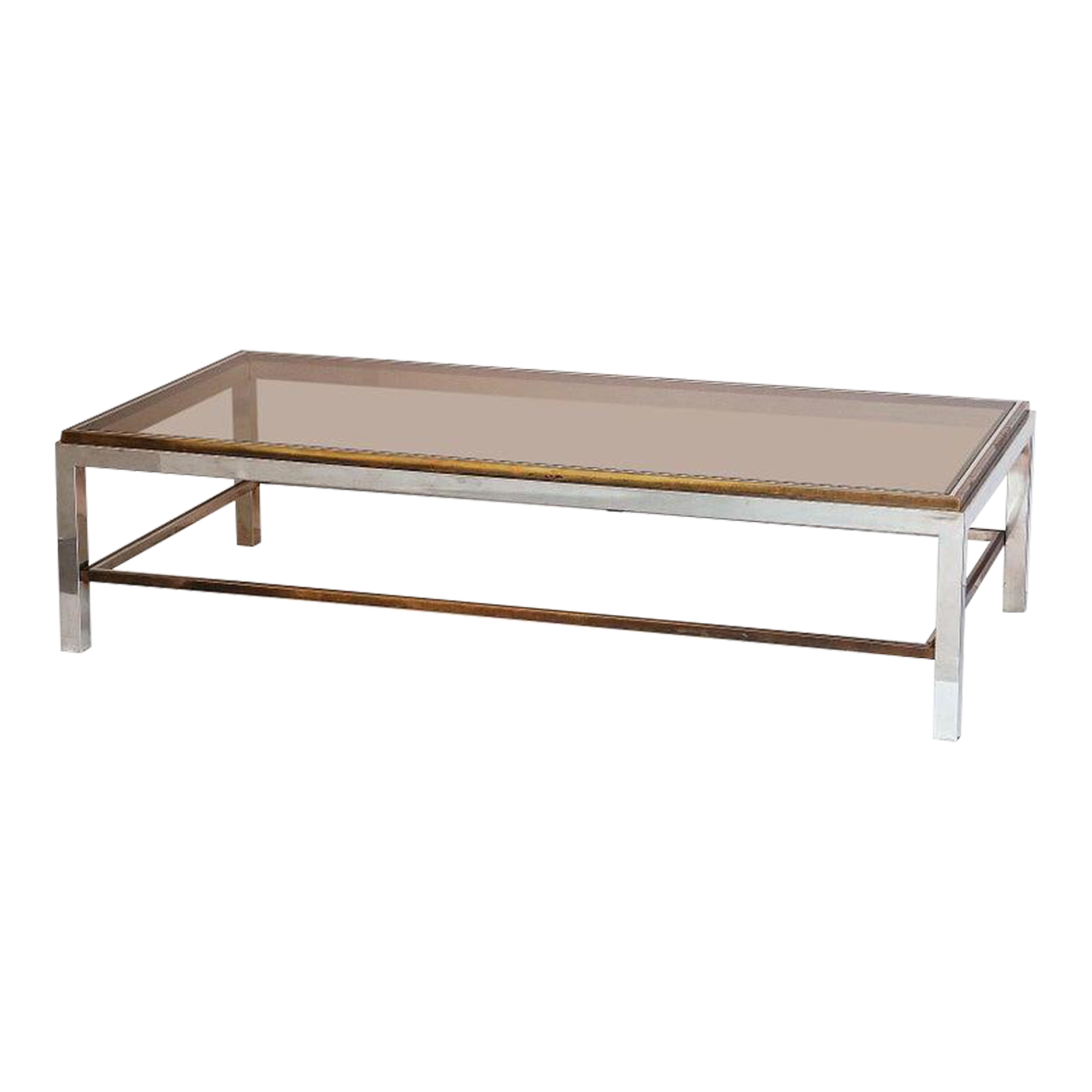 Large Italian Modernist Low Cocktail or Coffee Table of Chrome and ...