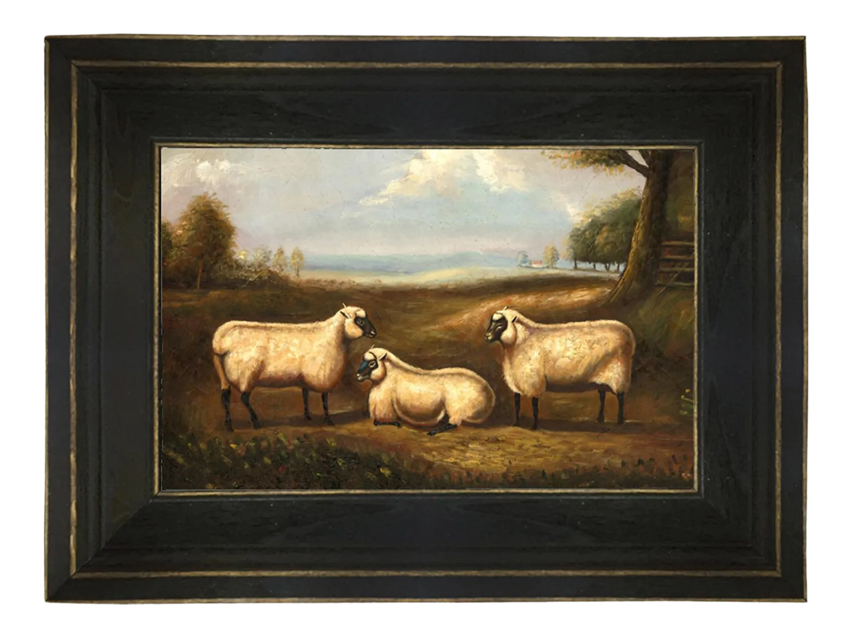 Three Prized Sheep Framed Oil Painting Reproduction Print on Canvas ...
