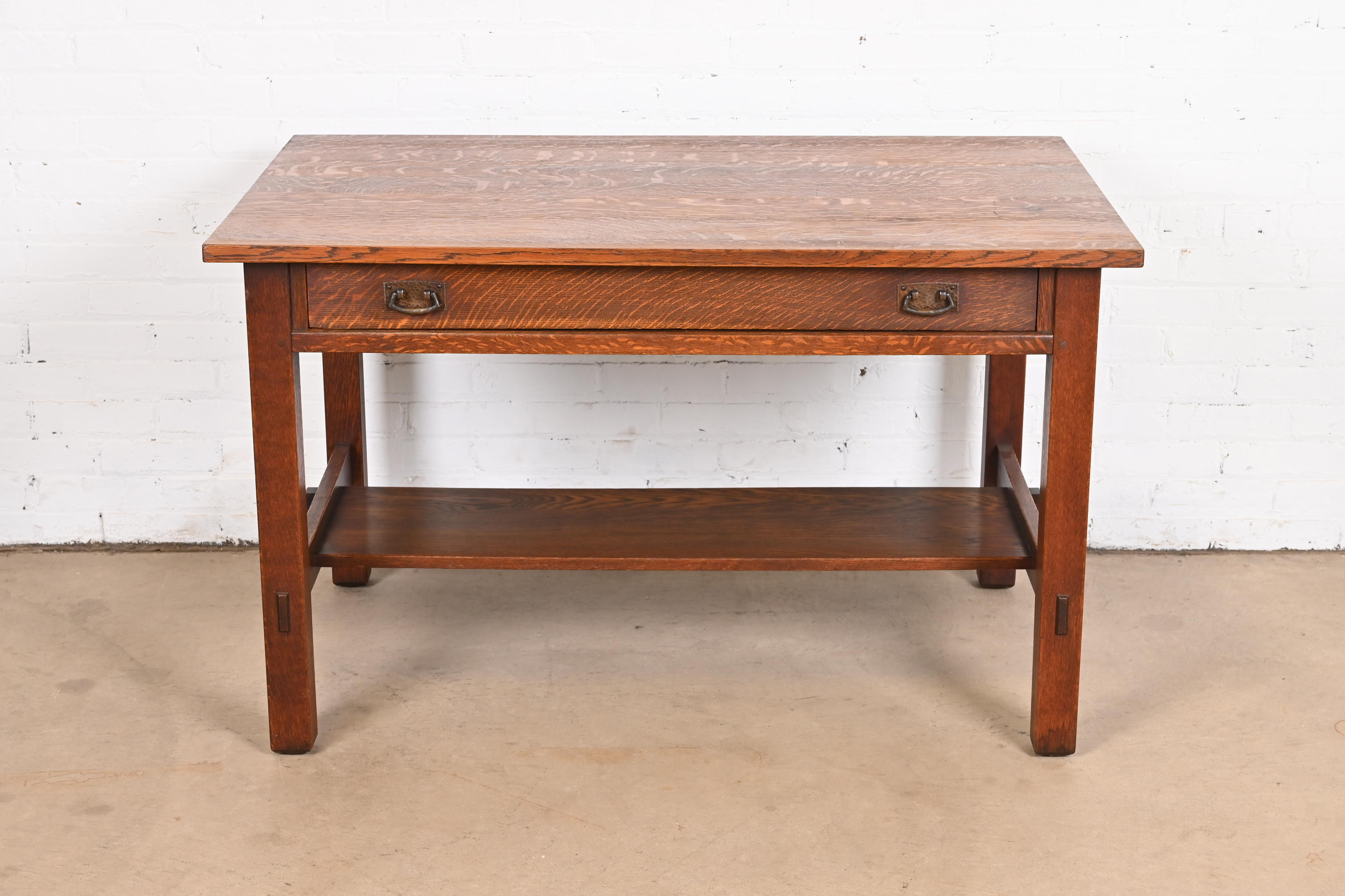 Antique Stickley Mission Oak Arts Crafts Desk or Library Table Circa 1900 Chairish