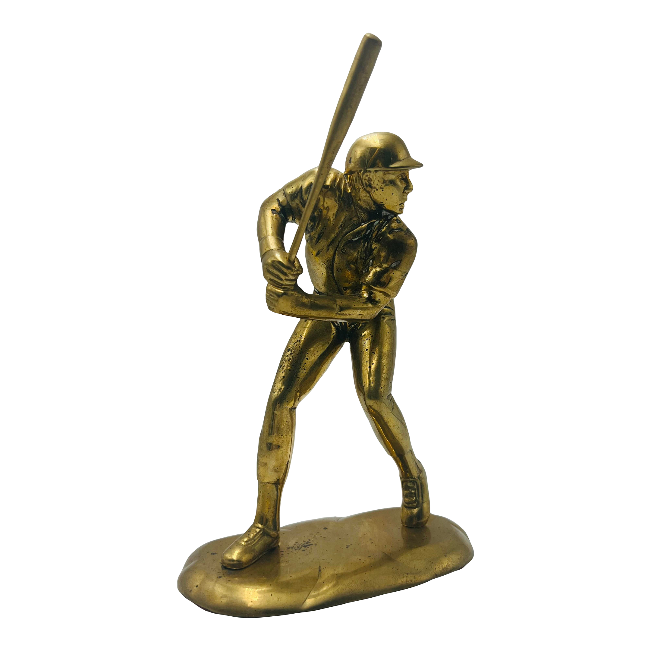 Vintage Oversized Brass Baseball Player Statue | Chairish