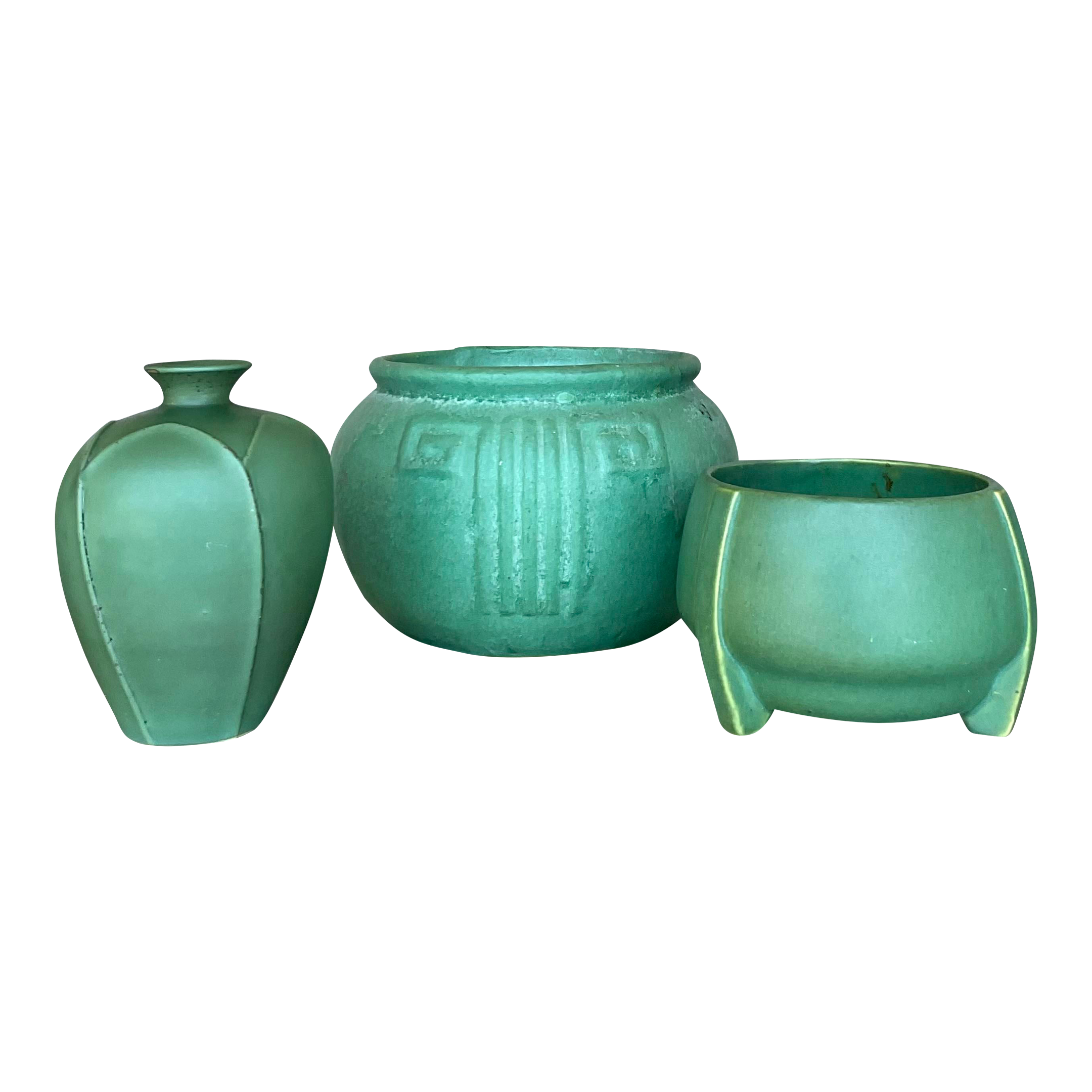 Vintage Trio of Matte Glazed Ceramic Vases | Chairish