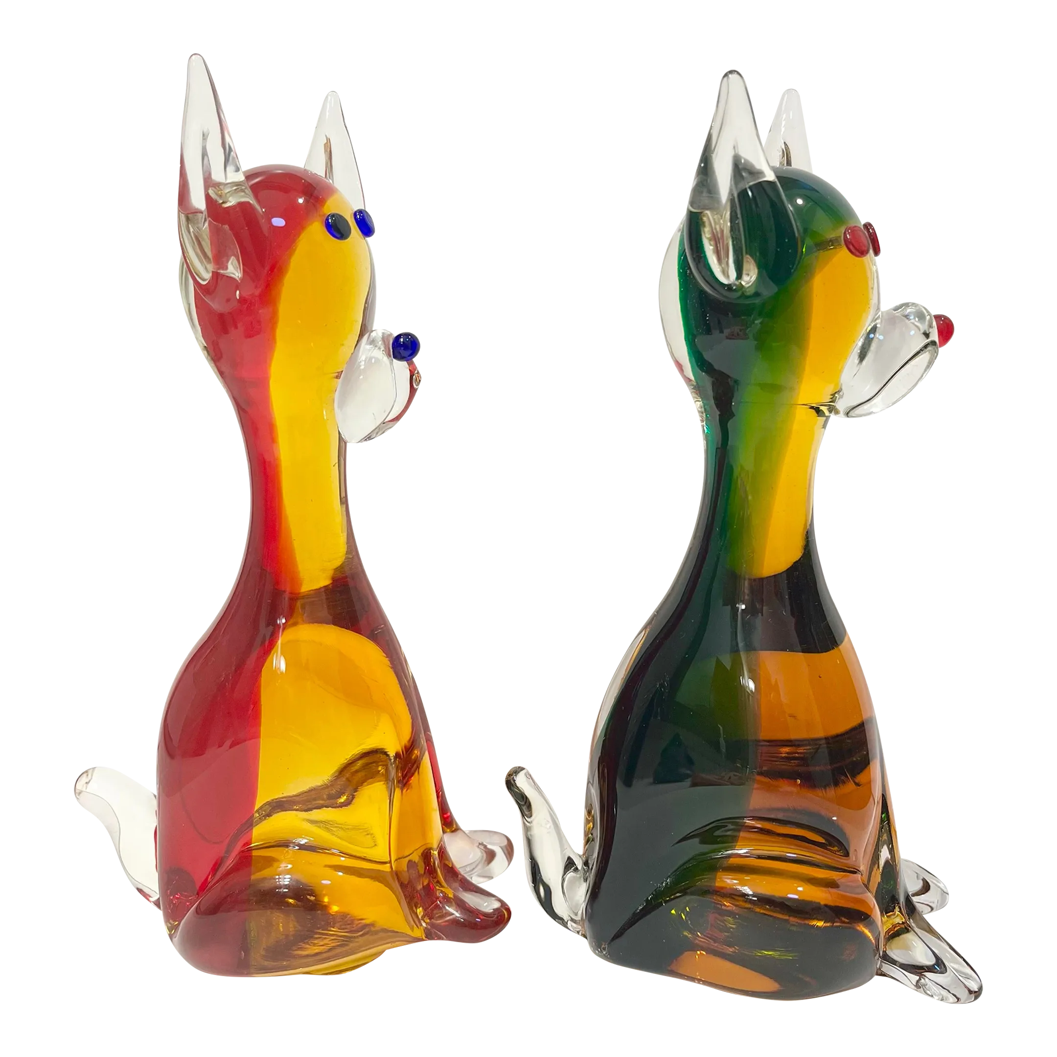 Pair of 1960s Vintage Large Murano Glass Attributed Dogs | Chairish