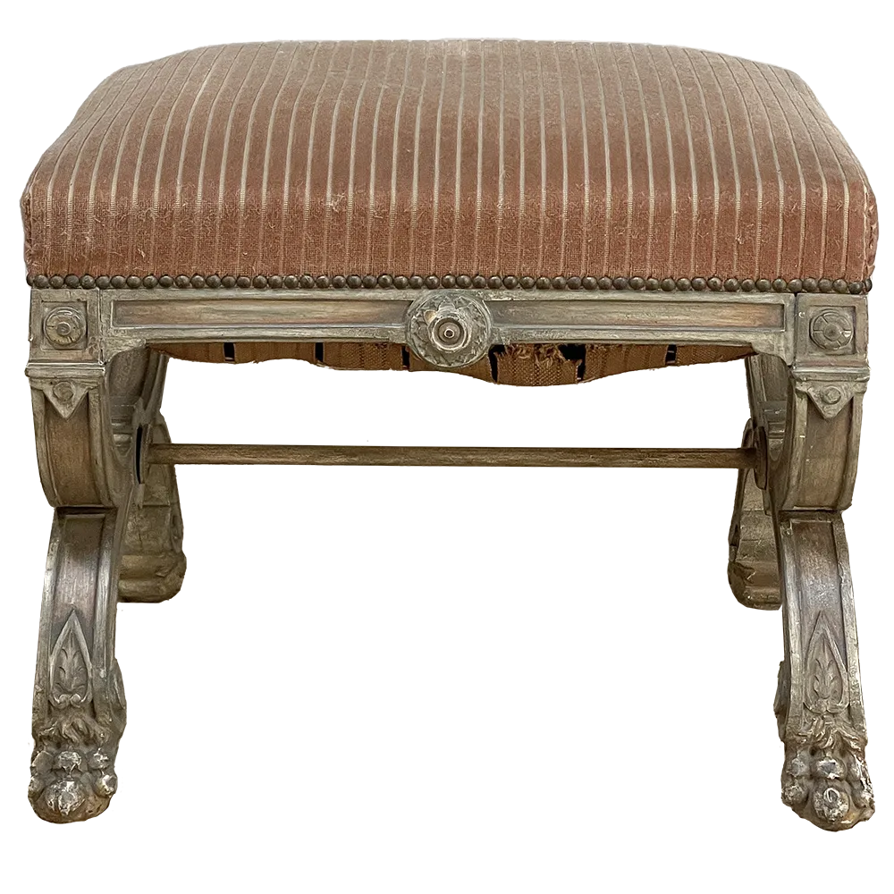 19th Century French Louis XIV Painted Stool | Chairish