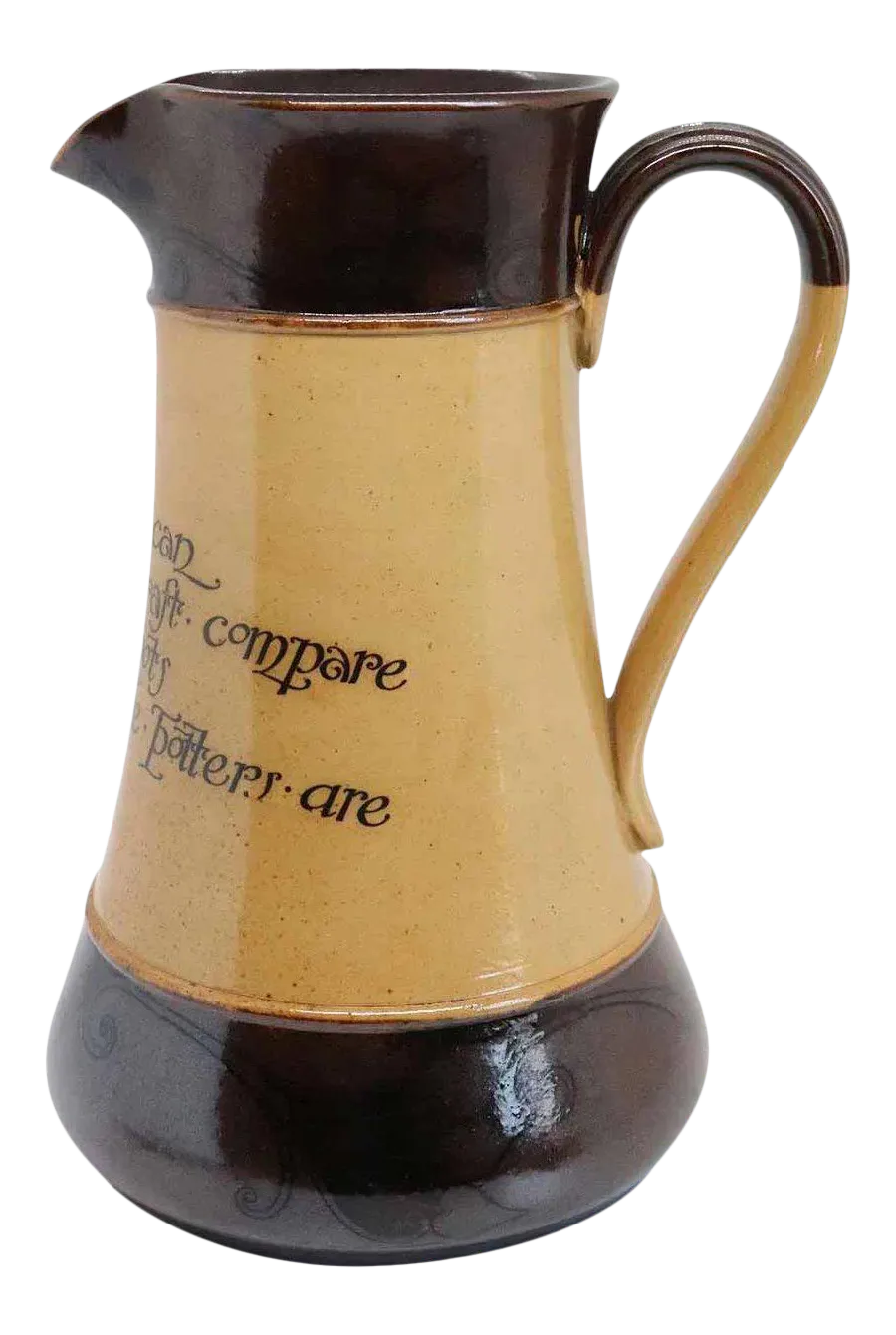 English Doulton Lambeth Stoneware Pottery Motto Pitcher | Chairish