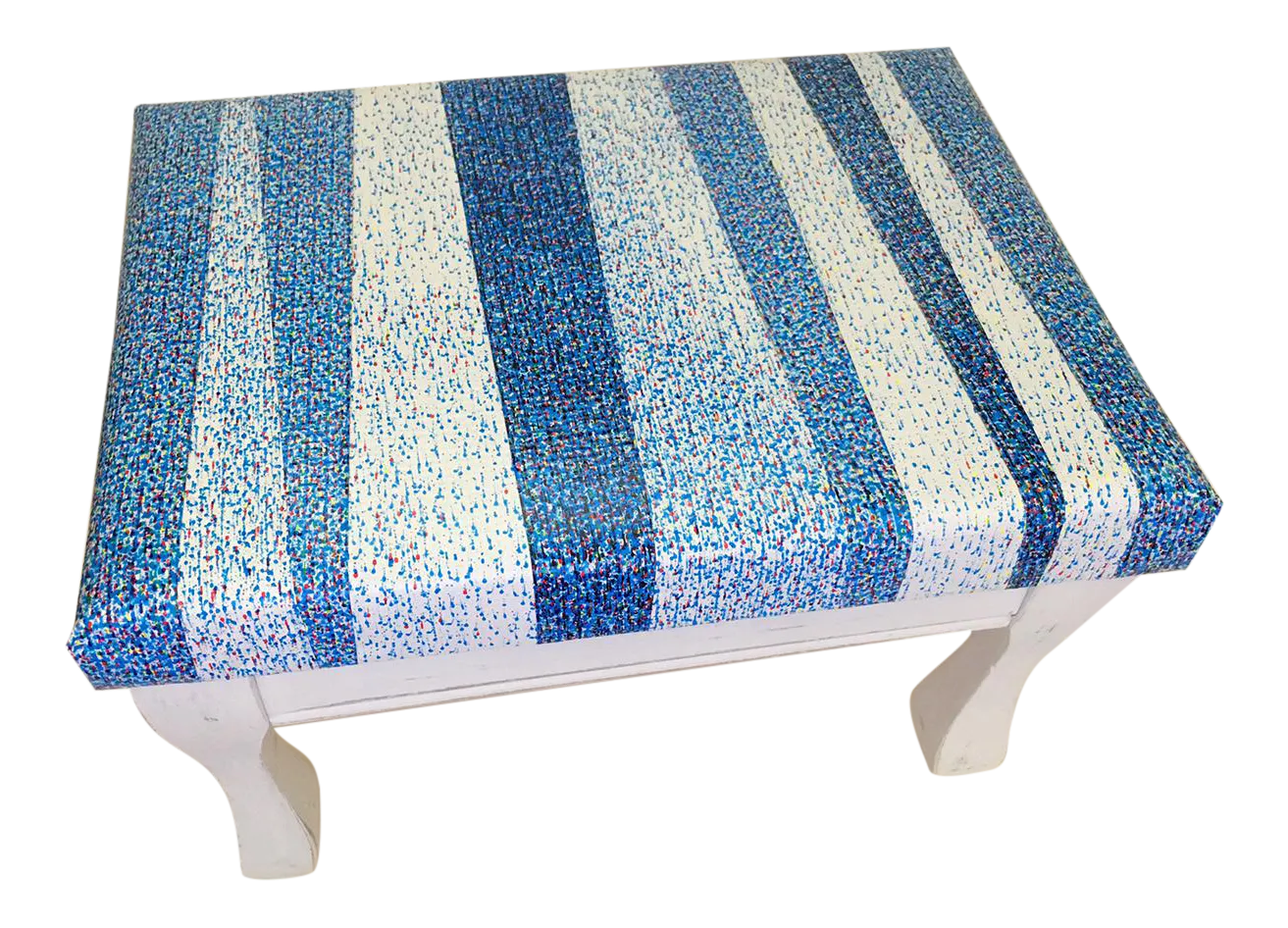 Beachy Upcycled Foot Stool | Chairish