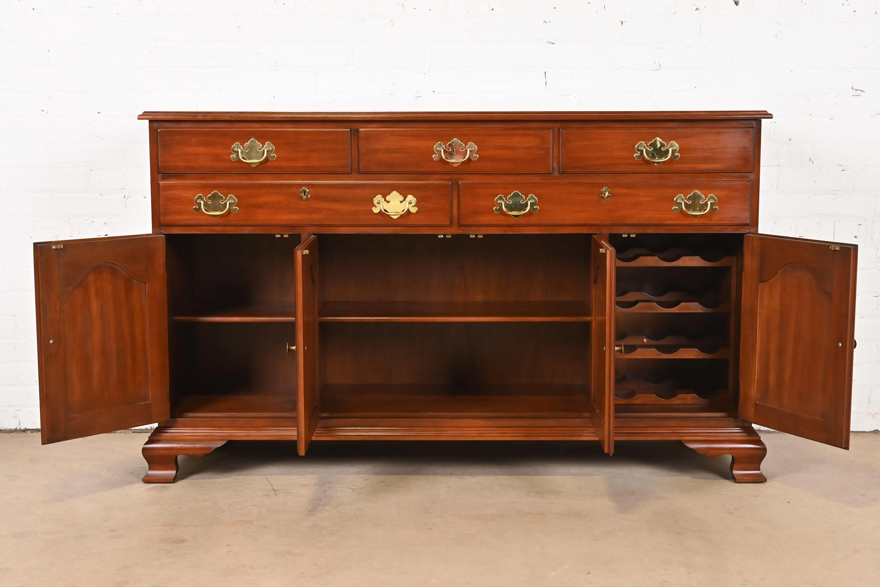 Henkel Harris American Colonial Solid Cherry Wood Sideboard Buffet or Bar Cabinet