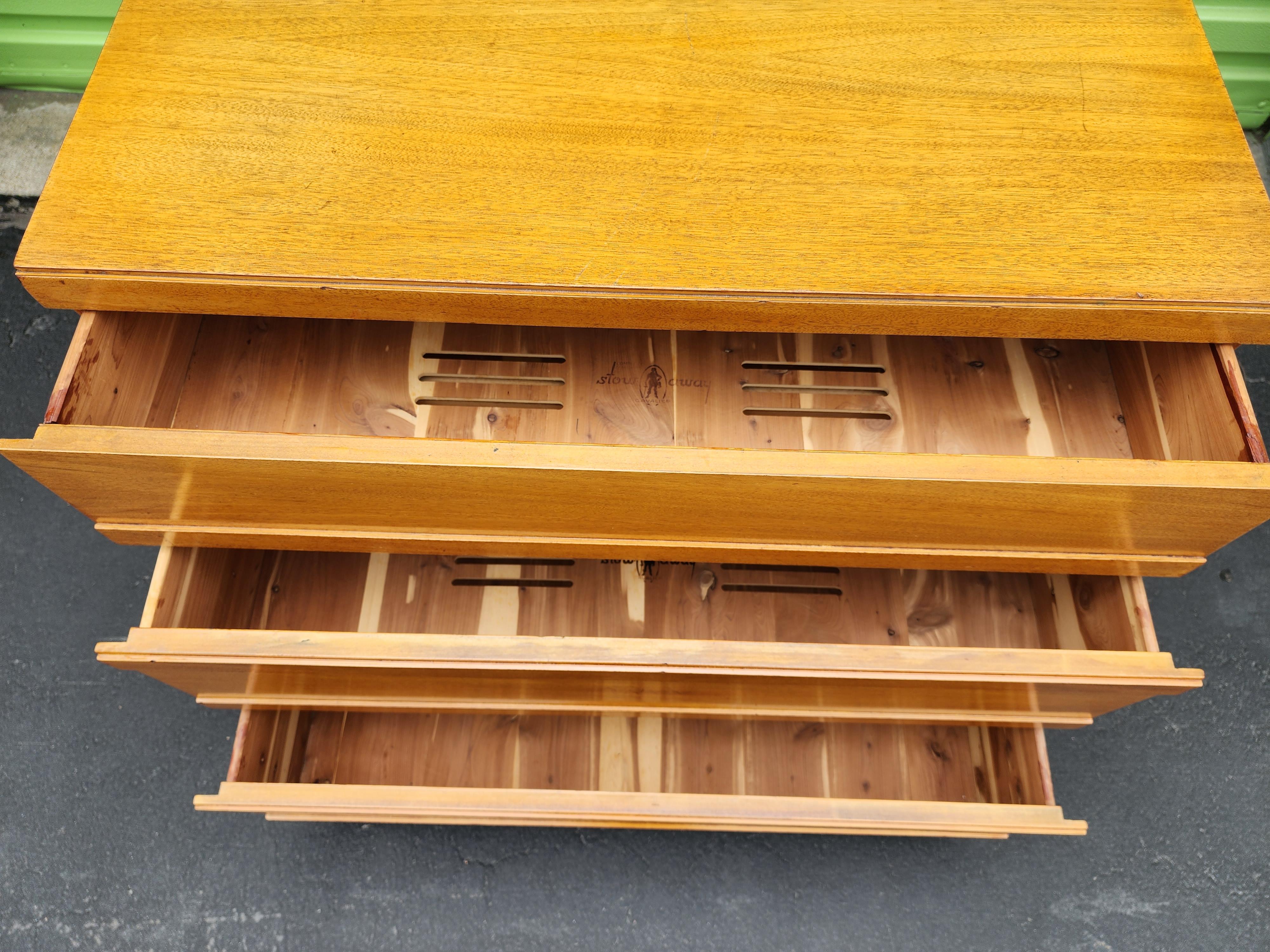 1960s Mid Century Modern Cavalier Stow Away Cedar Wood Chest of Drawers