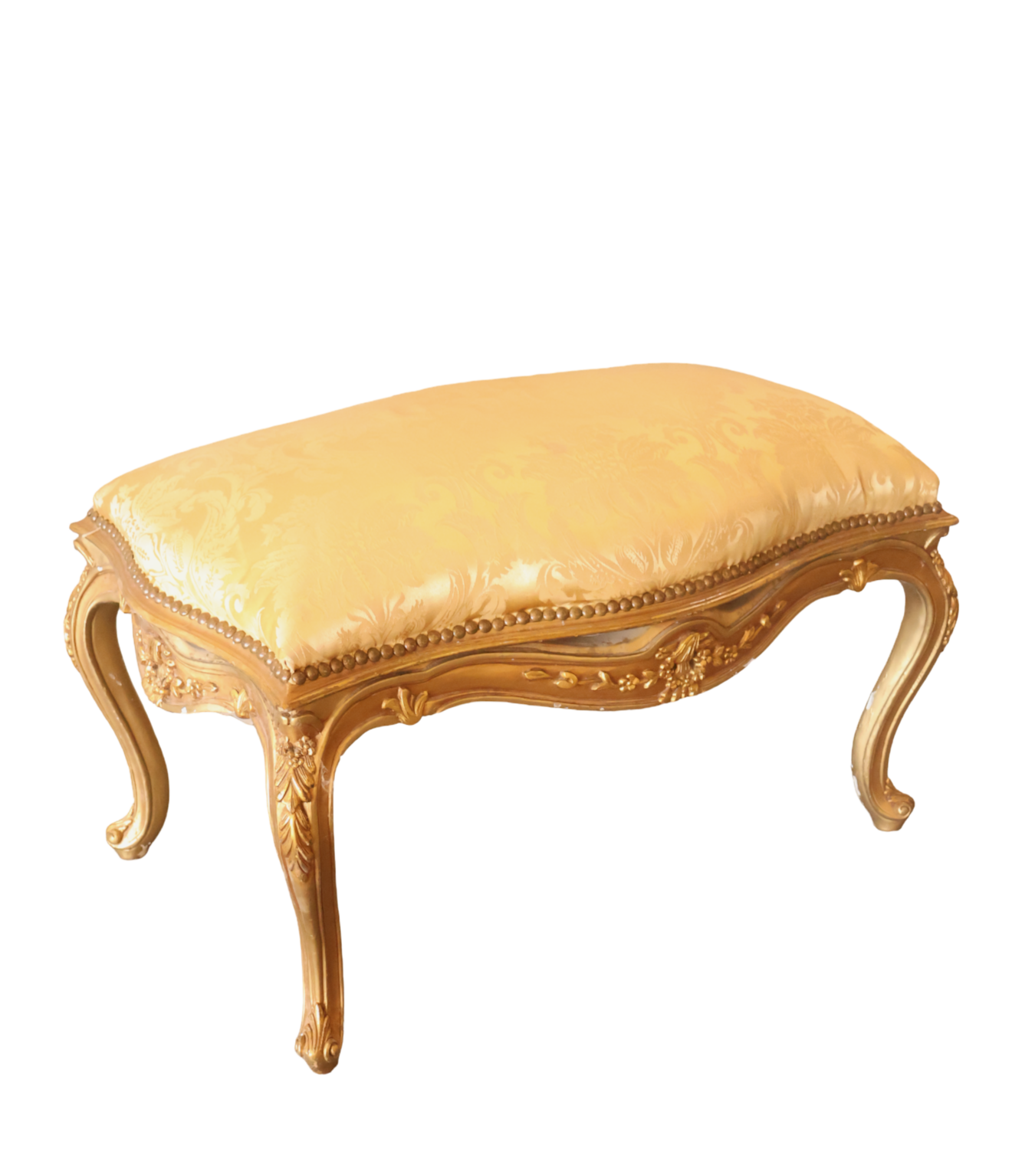 Rococo Style Contemporary Gold Gilded Ottoman | Chairish