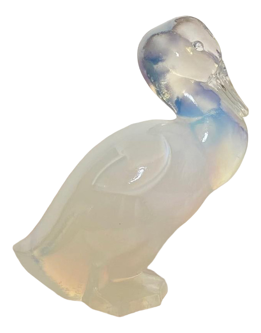Art Deco Opaline Glass Duck by Ferjac France, 1930s | Chairish