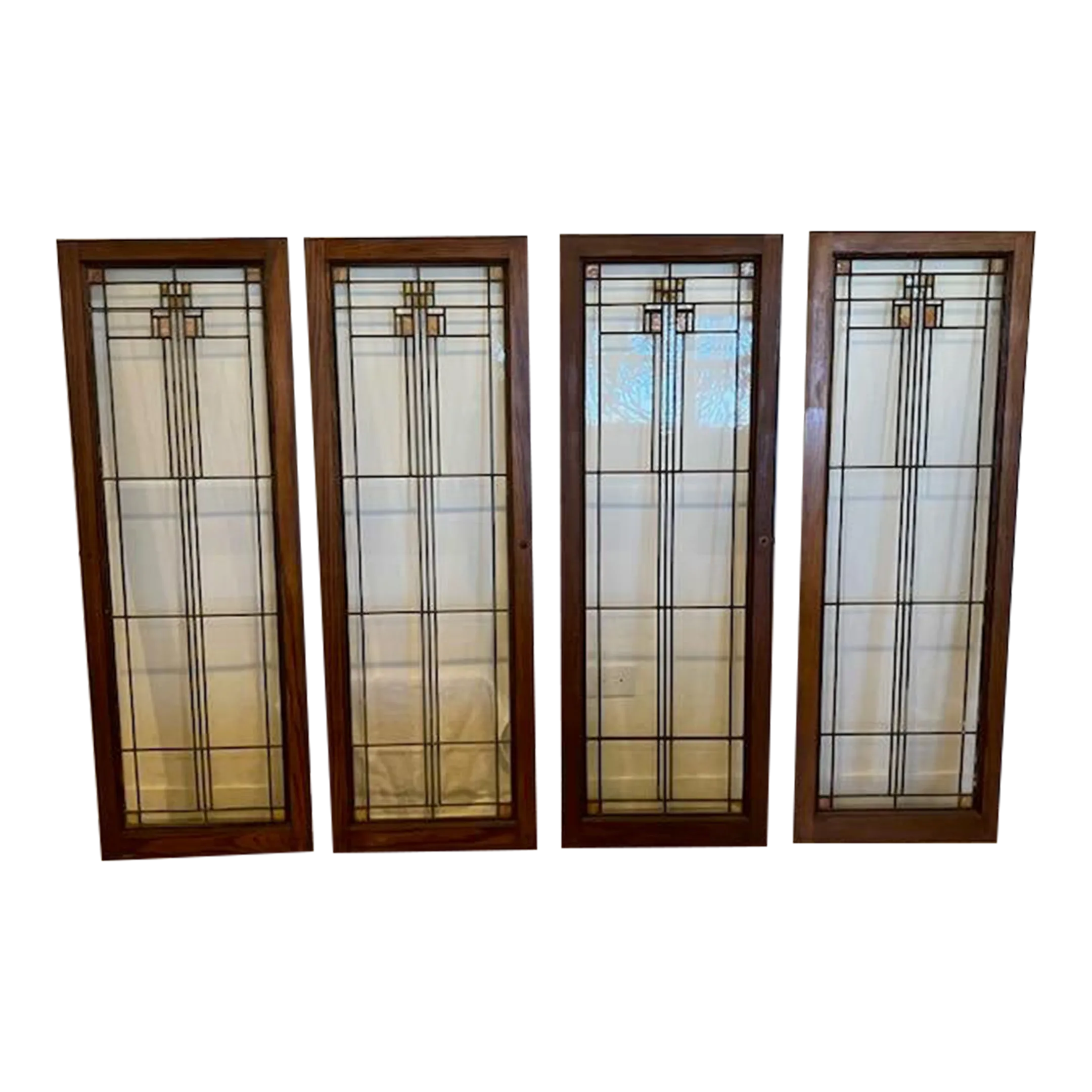 Early 20th Century American Prairie School Windows - Set of Four | Chairish