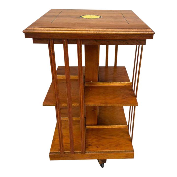 Antique Edwardian Sheraton Revival Hardwood and Satinwood Revolving ...